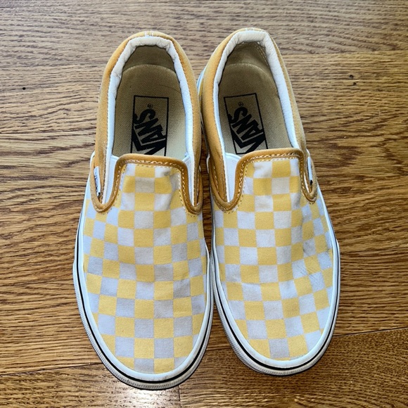 Vans | Shoes | Yellow Checkered Vans Men 35 Women 5 | Poshmark